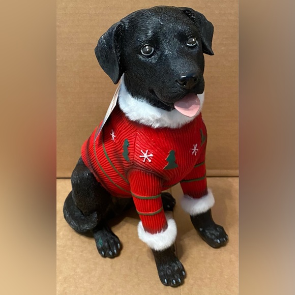 Holiday | Black Lab Labrador Dog Christmas Sweater Fuzzy Resin Figure ...
